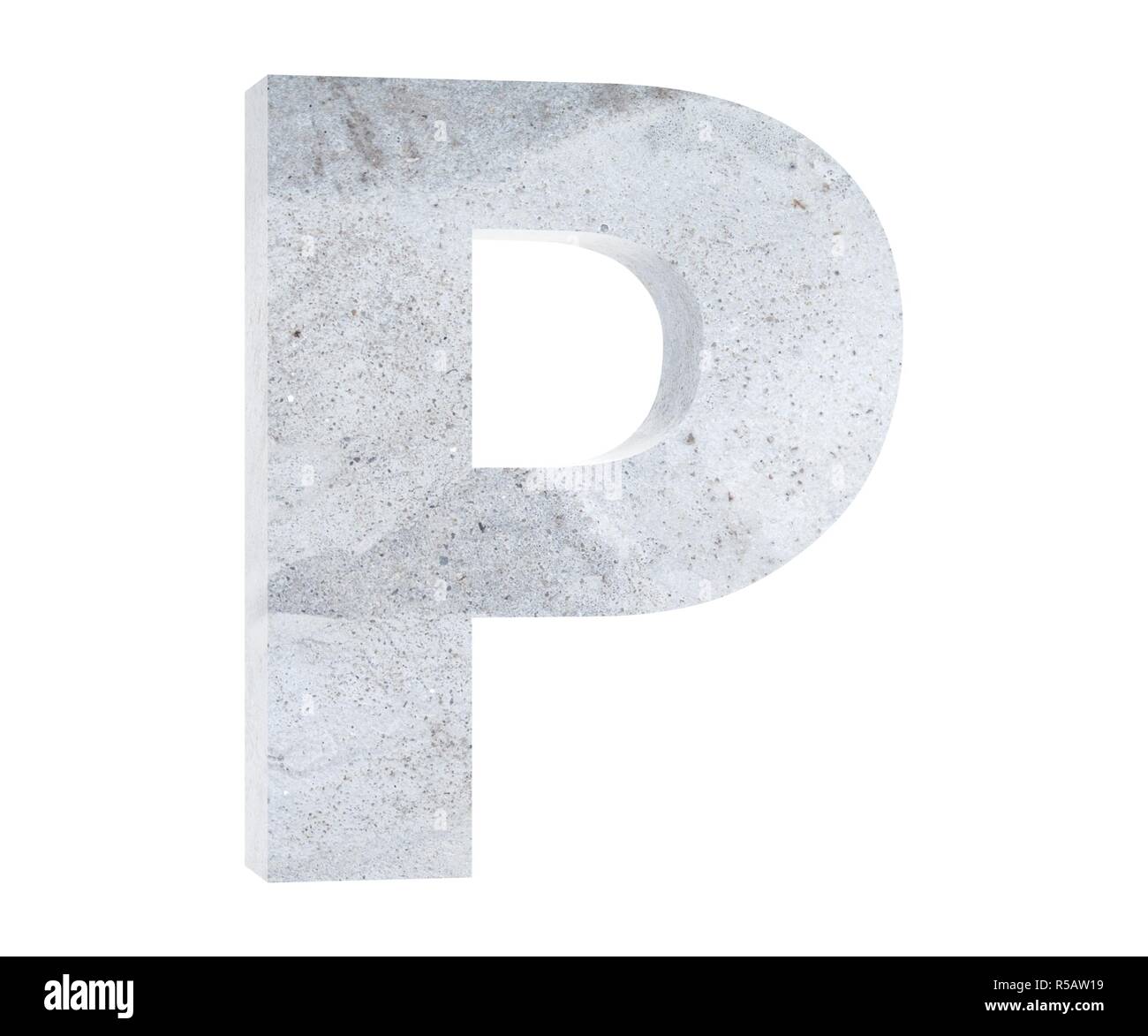 Concrete Capital Letter - P isolated on white background. 3D render ...