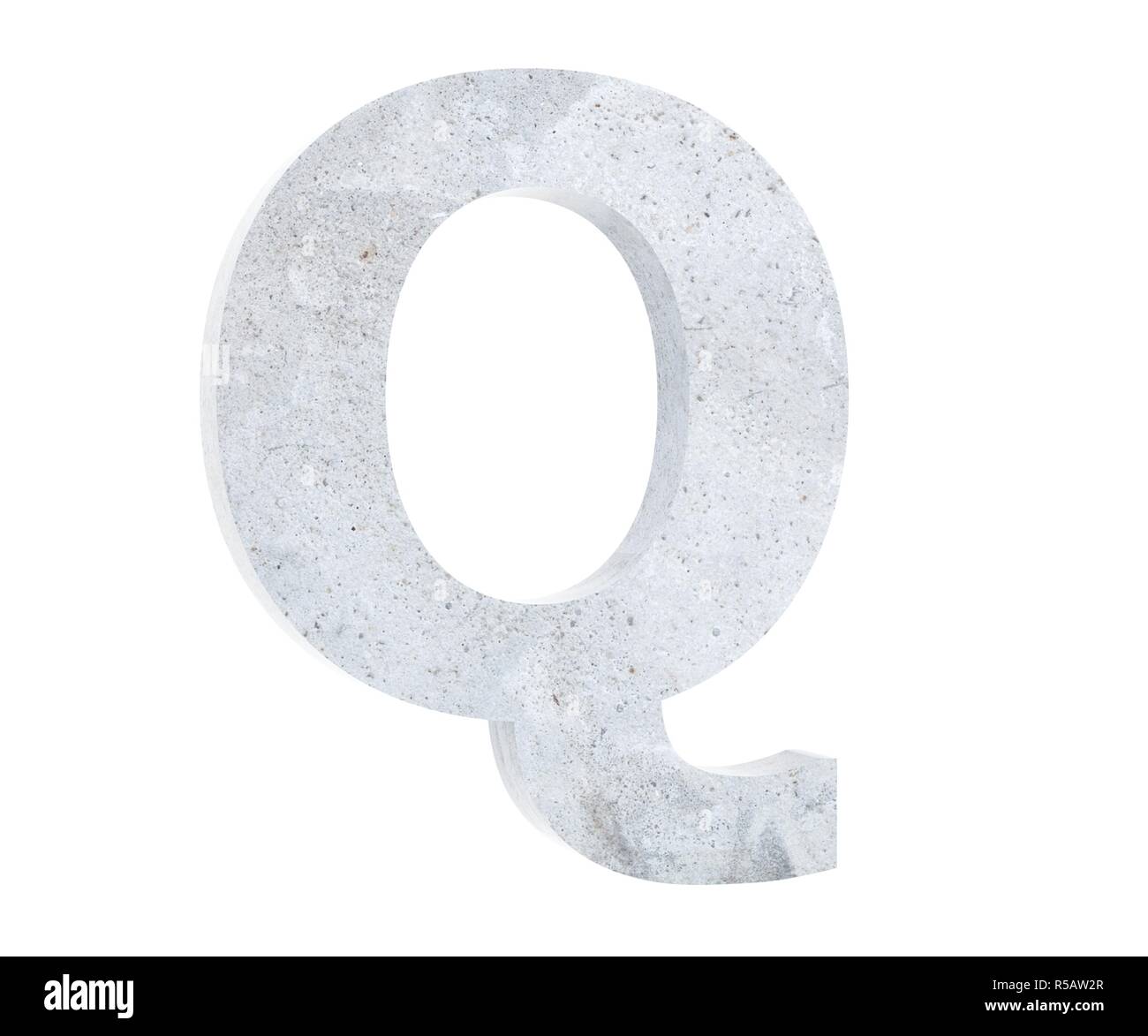 Concrete Capital Letter - Q isolated on white background. 3D render ...