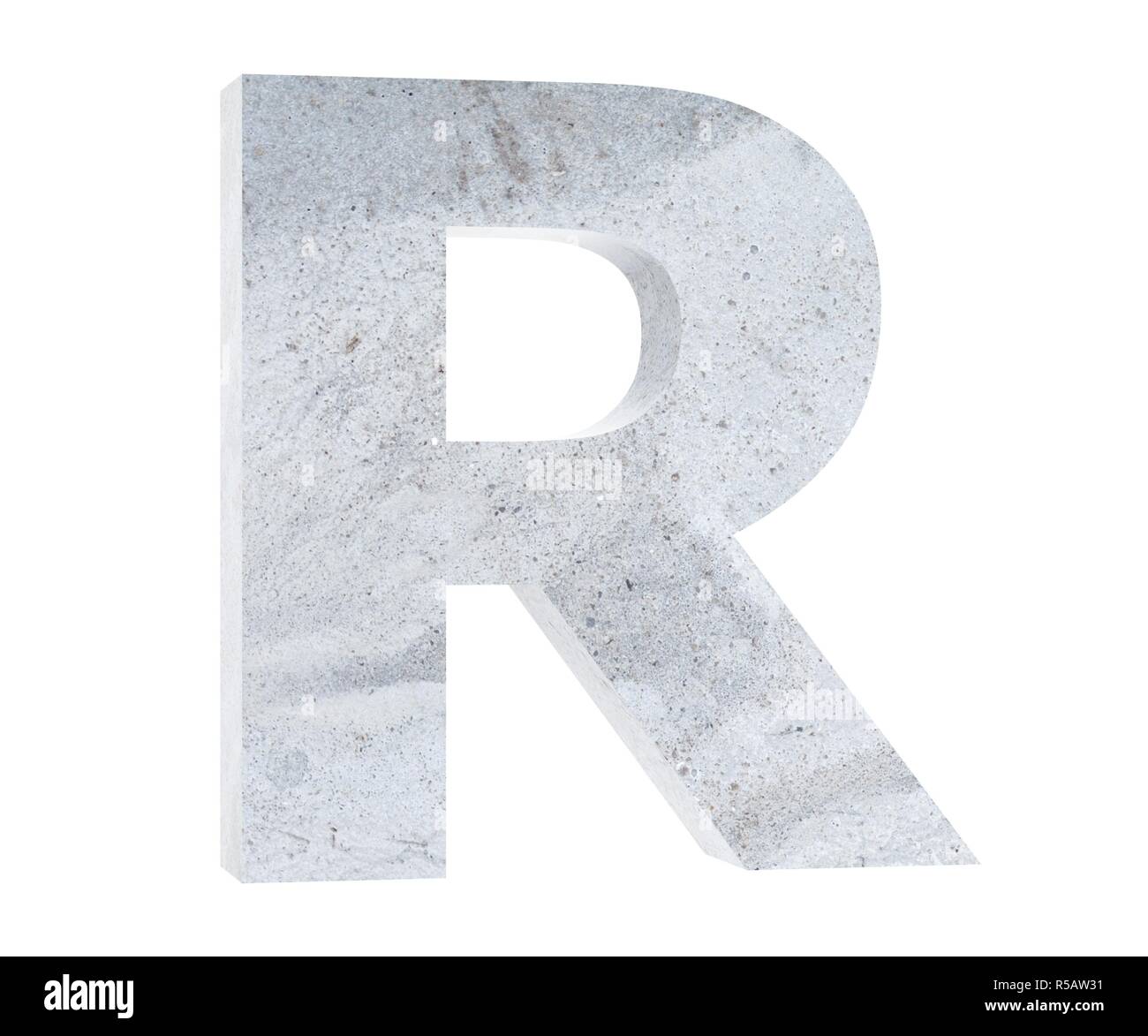 Concrete Capital Letter - R isolated on white background. 3D render ...
