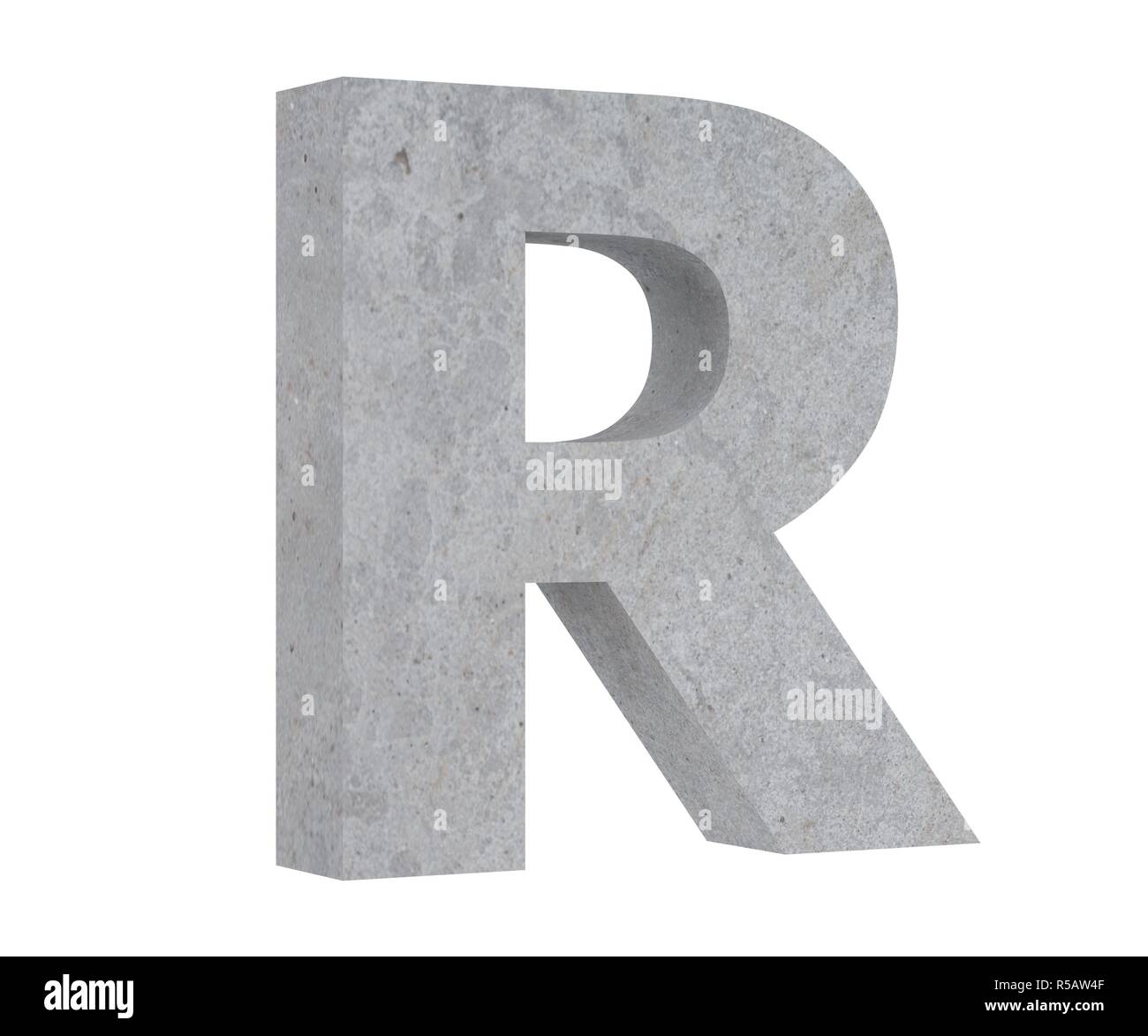 Concrete Capital Letter - R isolated on white background. 3D render ...