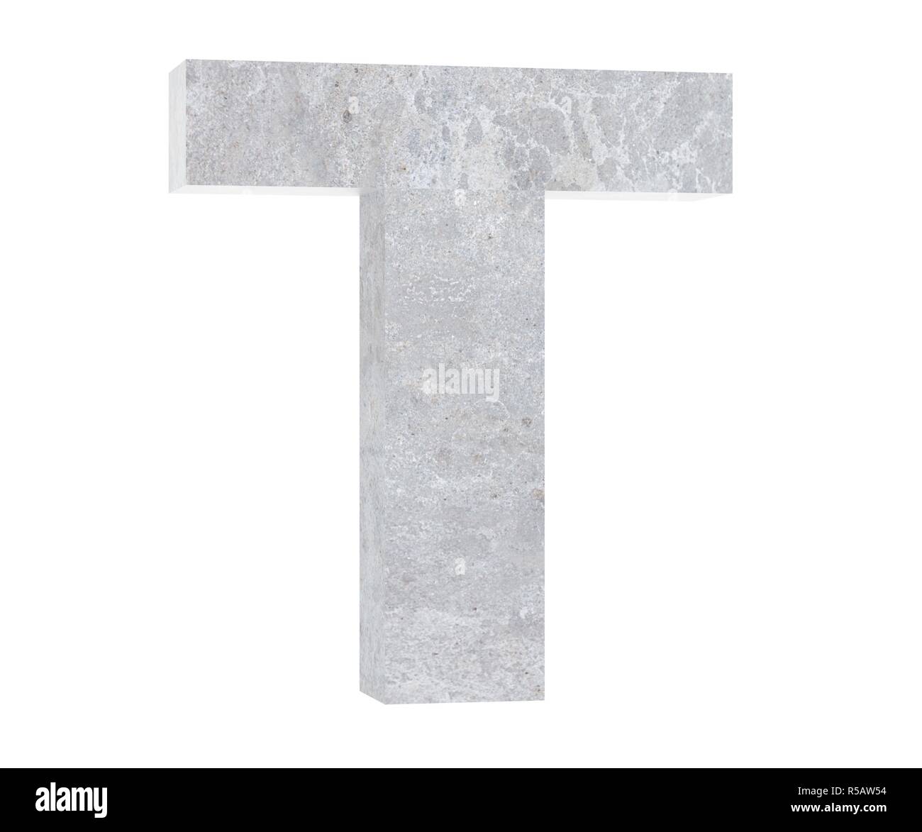 Concrete Capital Letter - T isolated on white background. 3D render ...