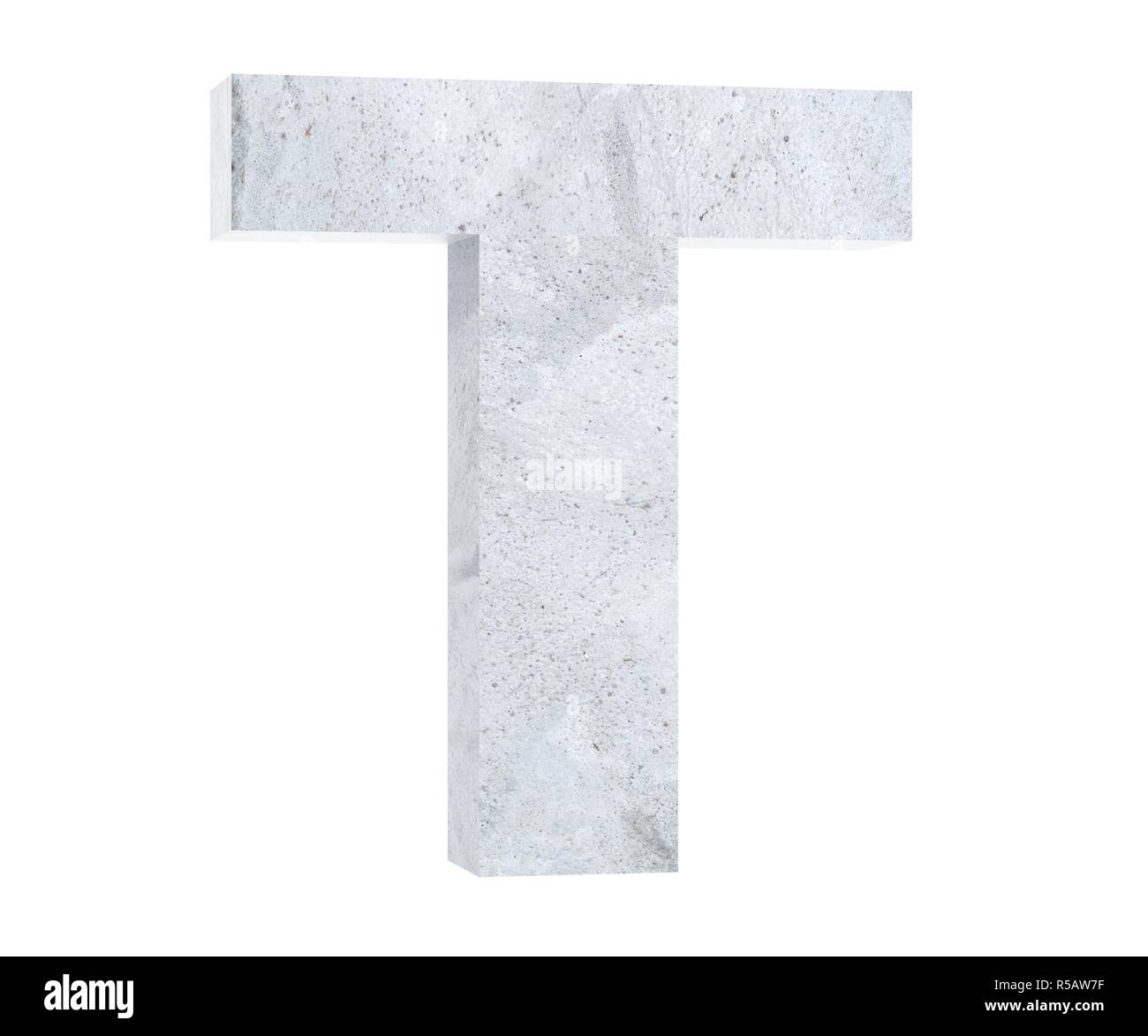 Concrete Capital Letter - T isolated on white background. 3D render ...