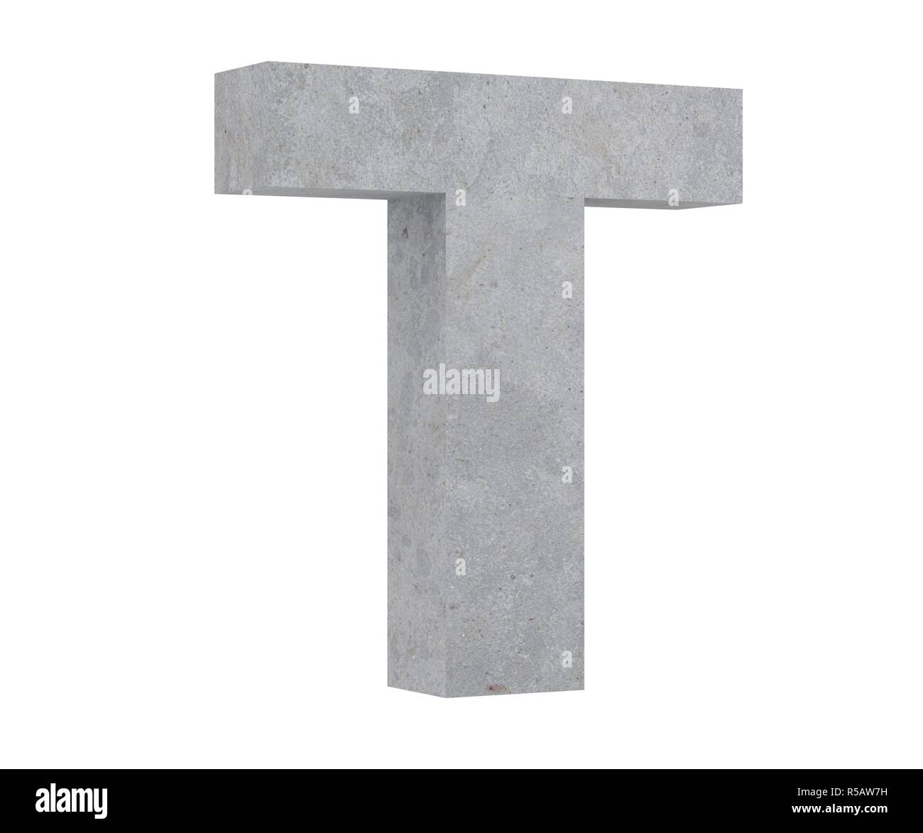 Concrete Capital Letter - T isolated on white background. 3D render ...