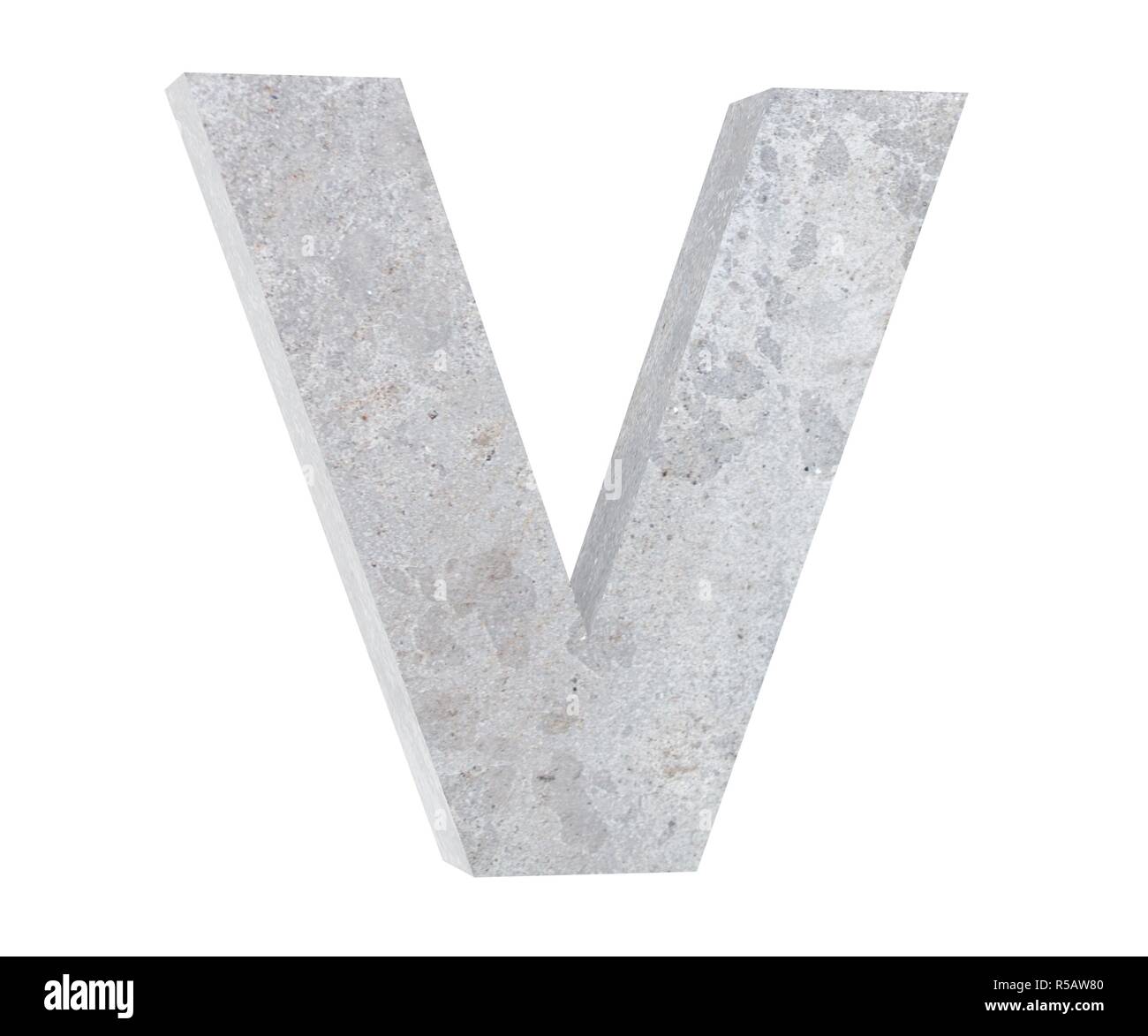 Concrete Capital Letter - V isolated on white background. 3D render ...