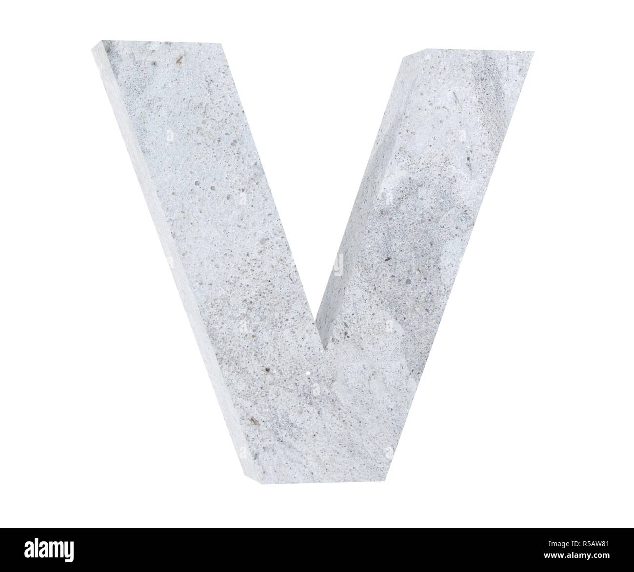 Concrete Capital Letter - V isolated on white background. 3D render ...