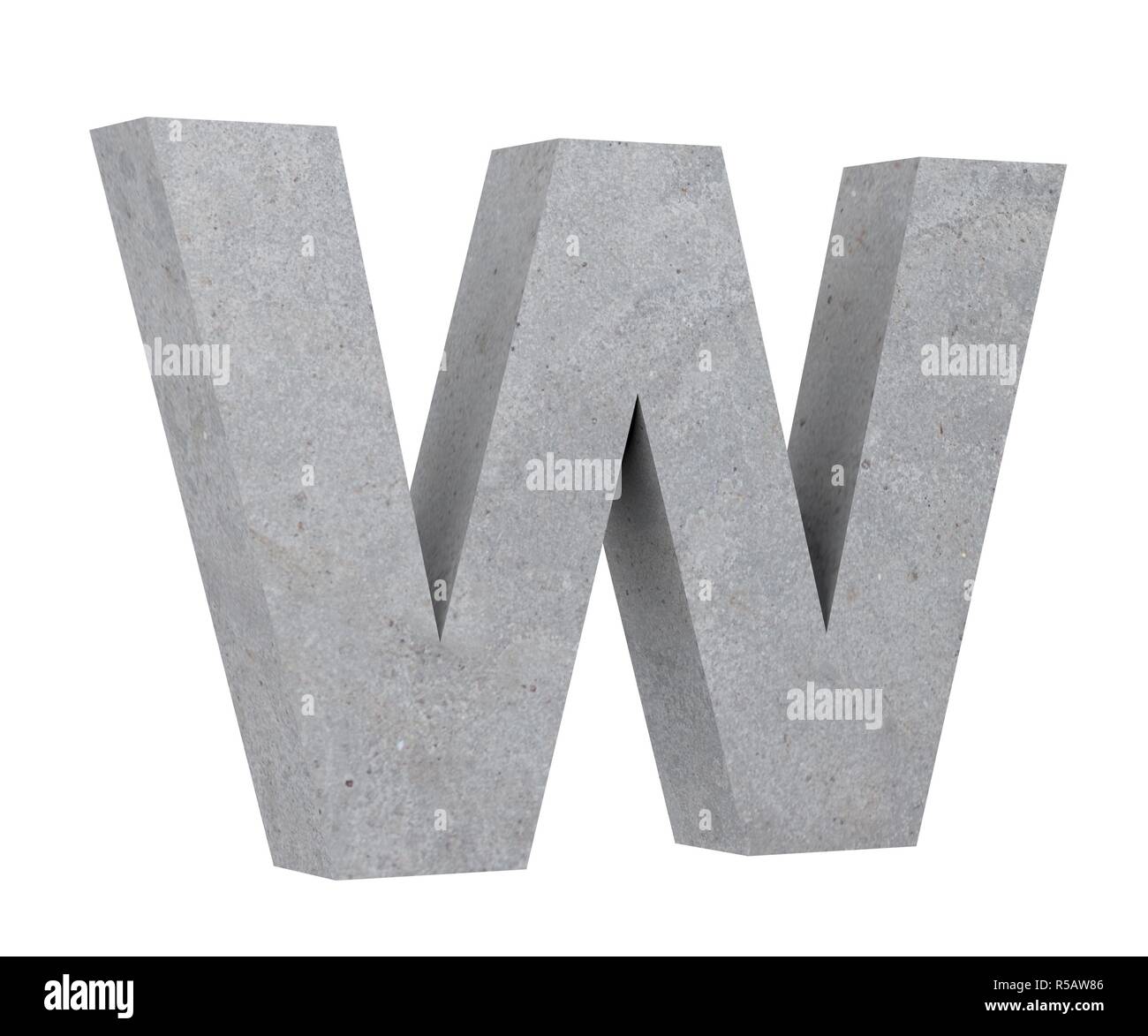 Concrete Capital Letter - W isolated on white background. 3D render ...