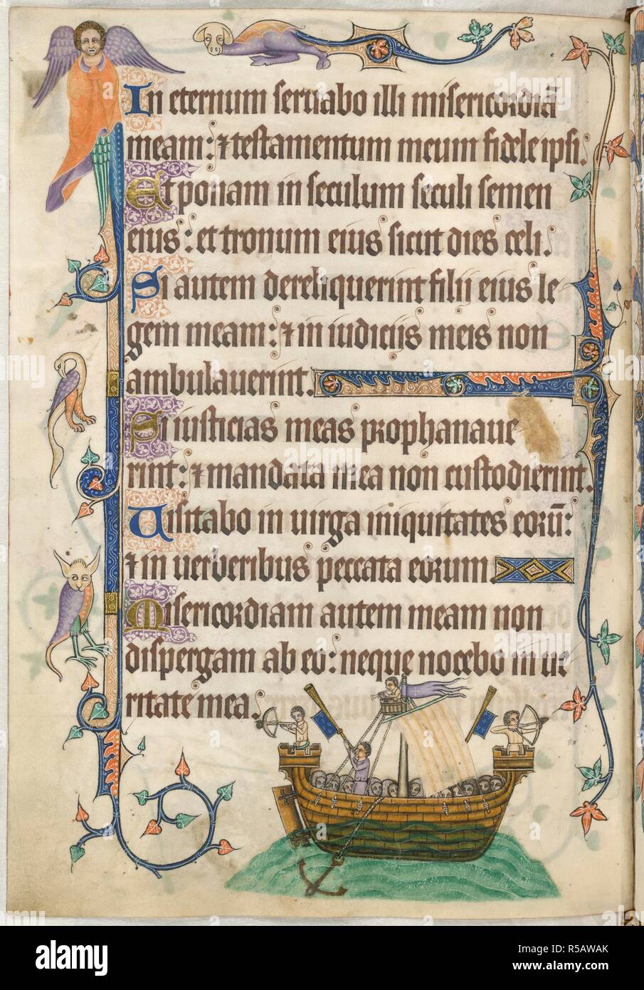 Ship of war. Luttrell Psalter. England [East Anglia]; circa 1325-1335 ...