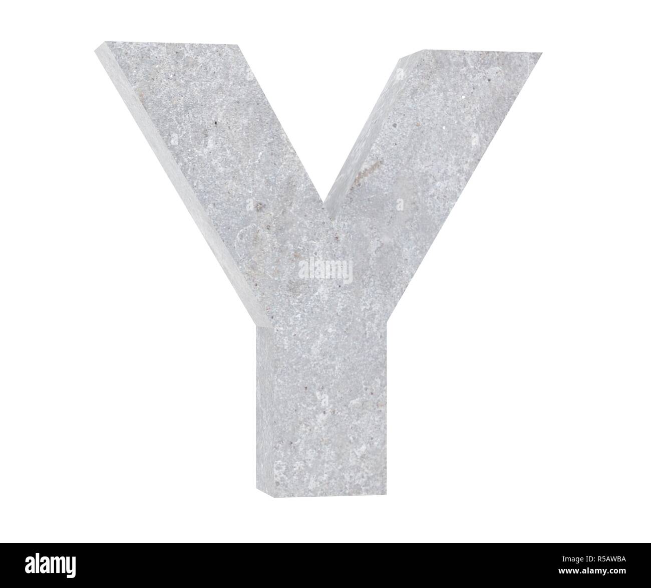 Concrete Capital Letter - Y isolated on white background. 3D render ...