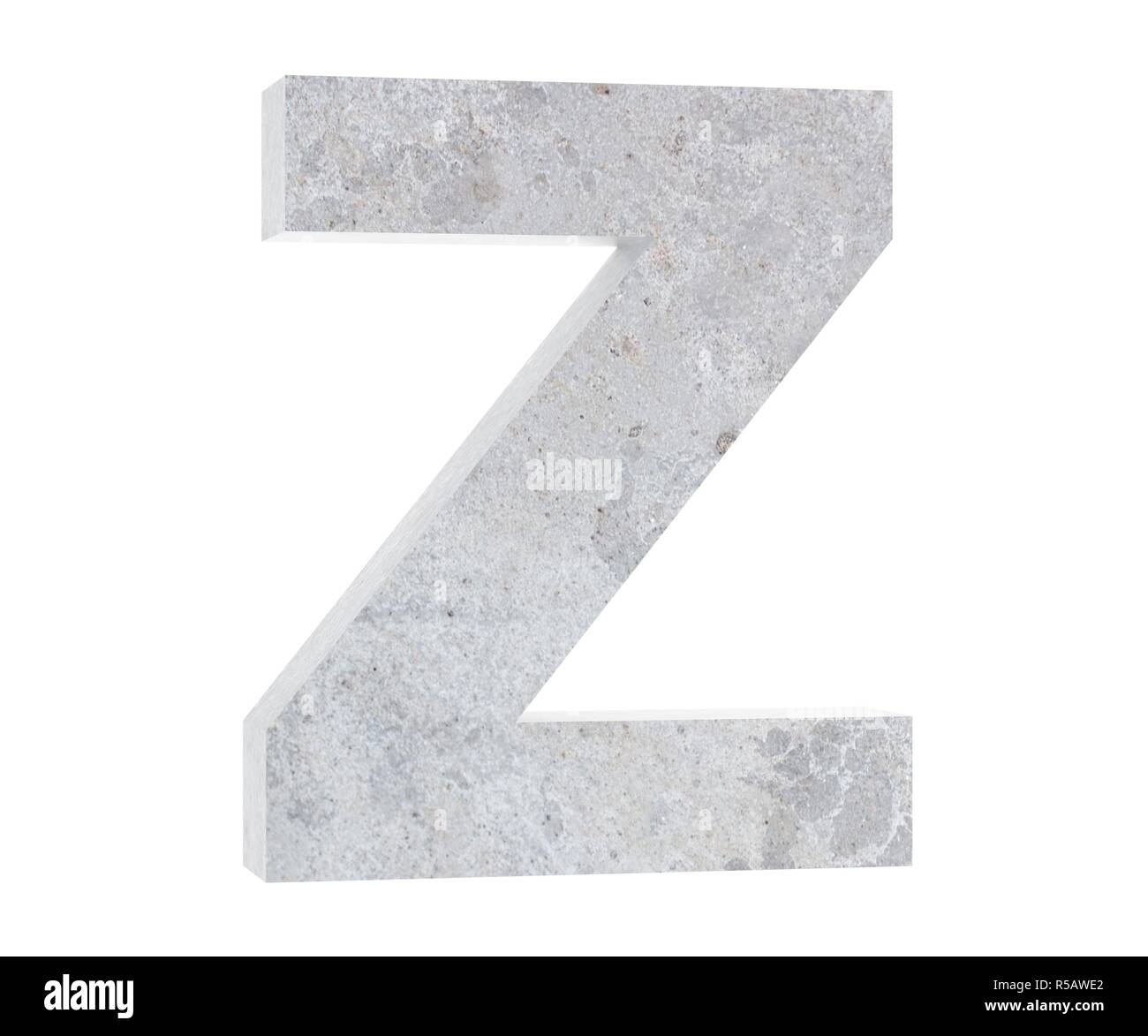 Concrete Capital Letter - Z isolated on white background. 3D render ...