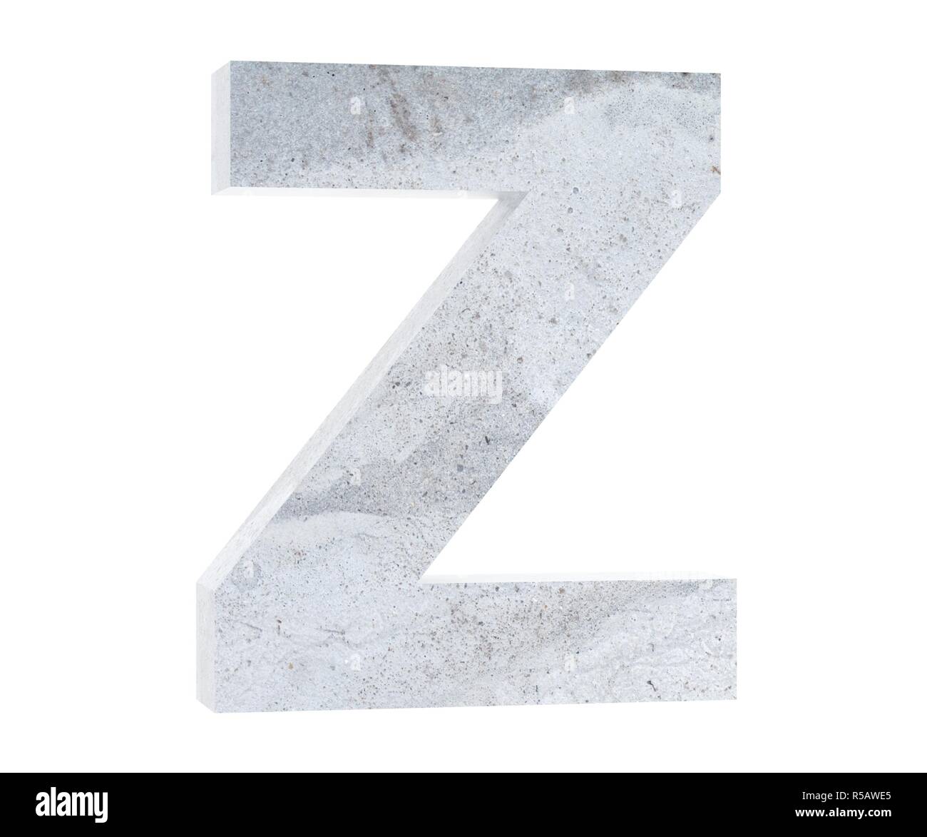 Concrete Capital Letter - Z isolated on white background. 3D render ...