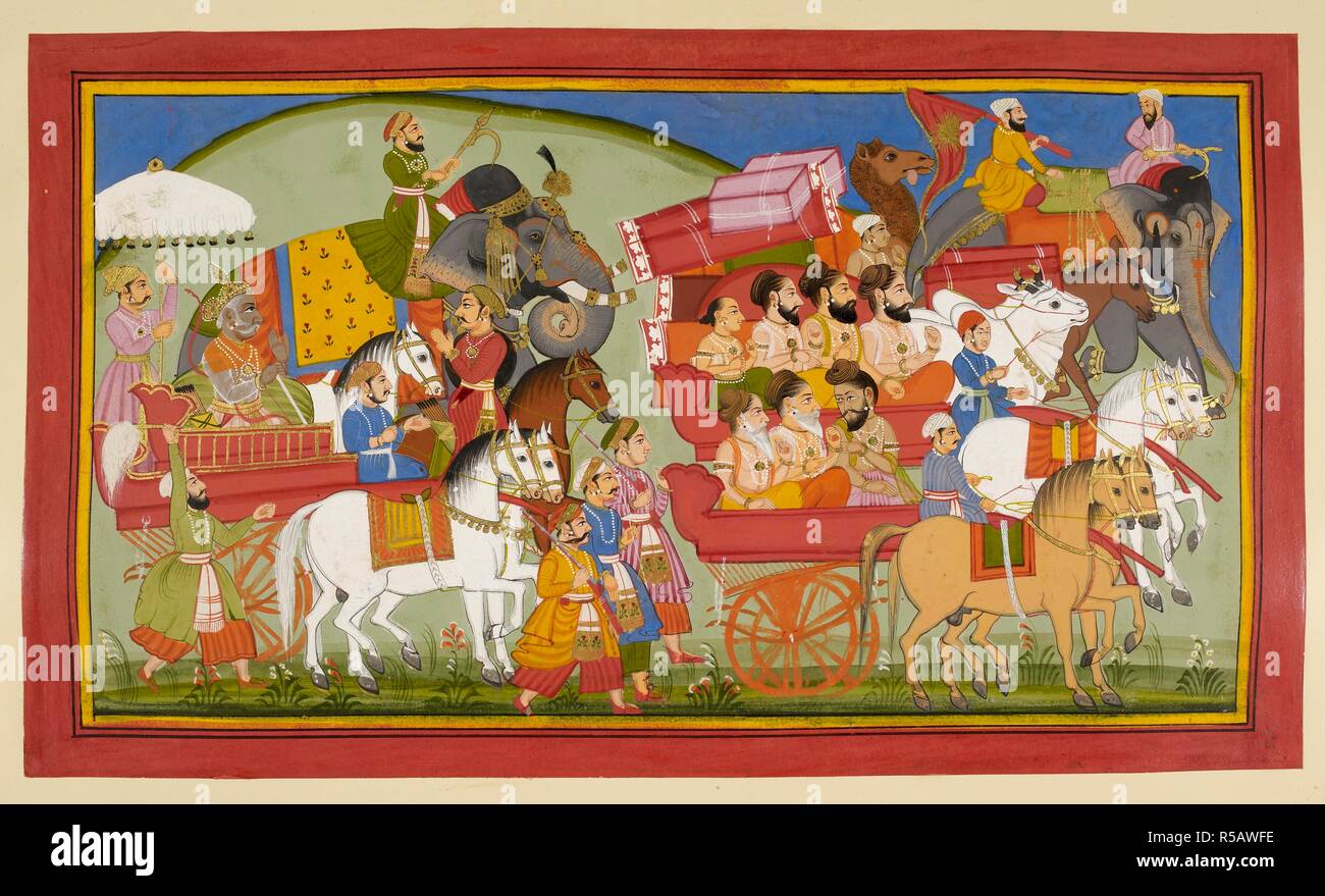 Dasaratha sets out for Mithila. Ramayana, Bala Kanda. Udaipur, 1712 ...