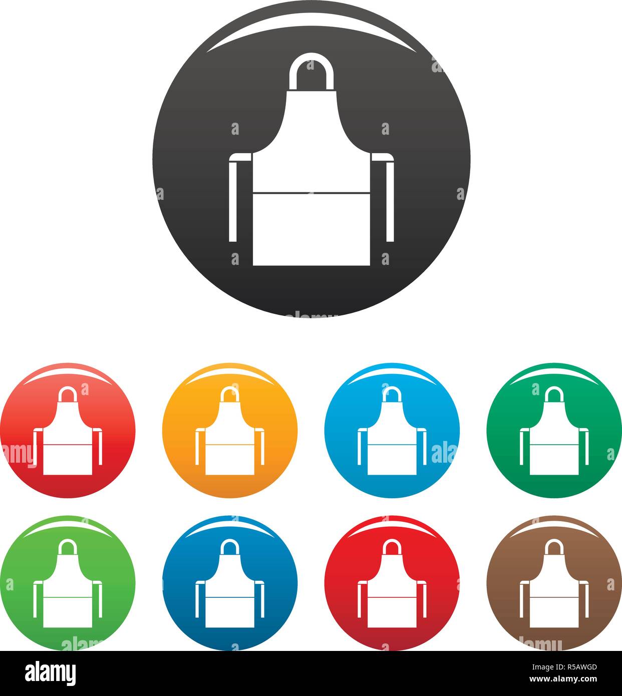 Work apron icons set 9 color vector isolated on white for any design ...