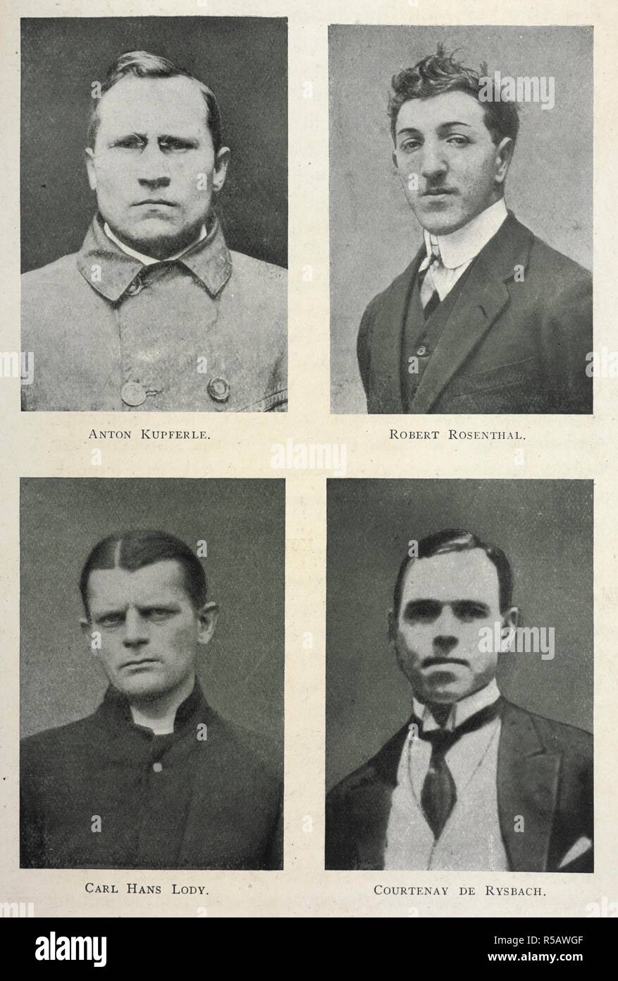 Four captured German spies: Anton Kupferle, who hanged himself in his ...
