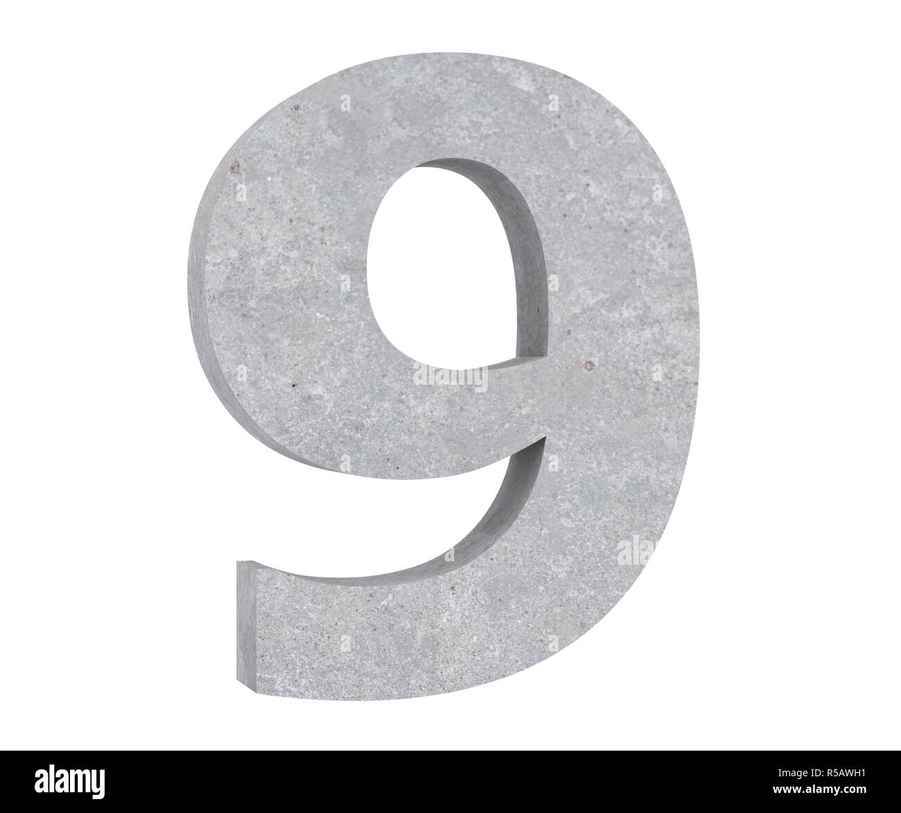 3D rendering concrete number 9 nine. 3D render Illustration Stock Photo ...