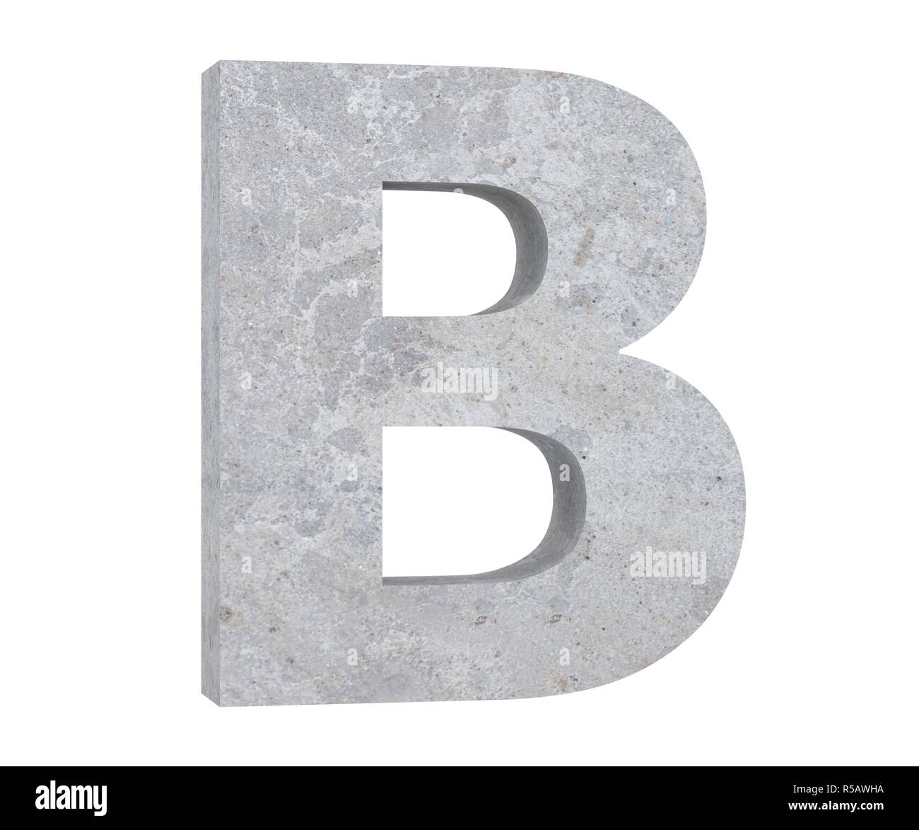Concrete Capital Letter - B isolated on white background. 3D render ...