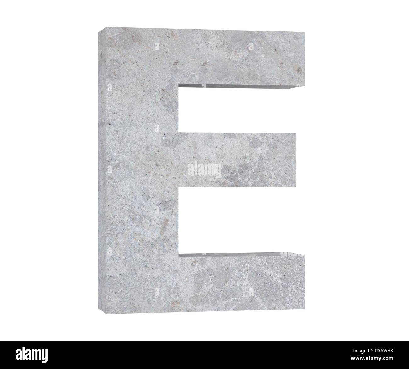 Concrete Capital Letter - E isolated on white background. 3D render ...