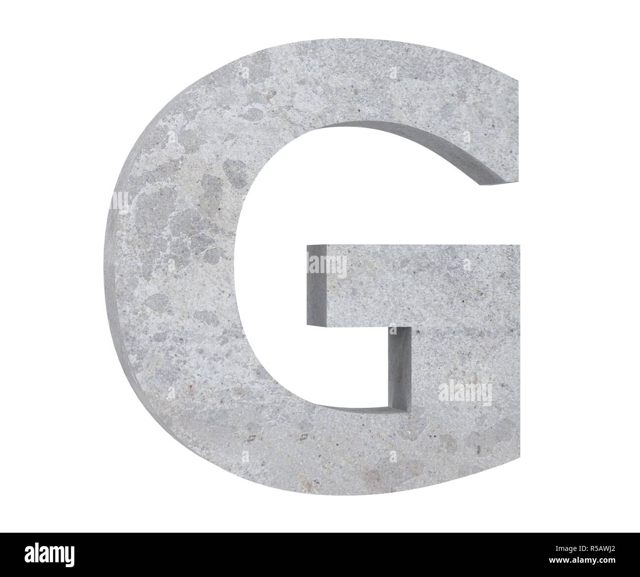 Concrete Capital Letter - G isolated on white background. 3D render ...