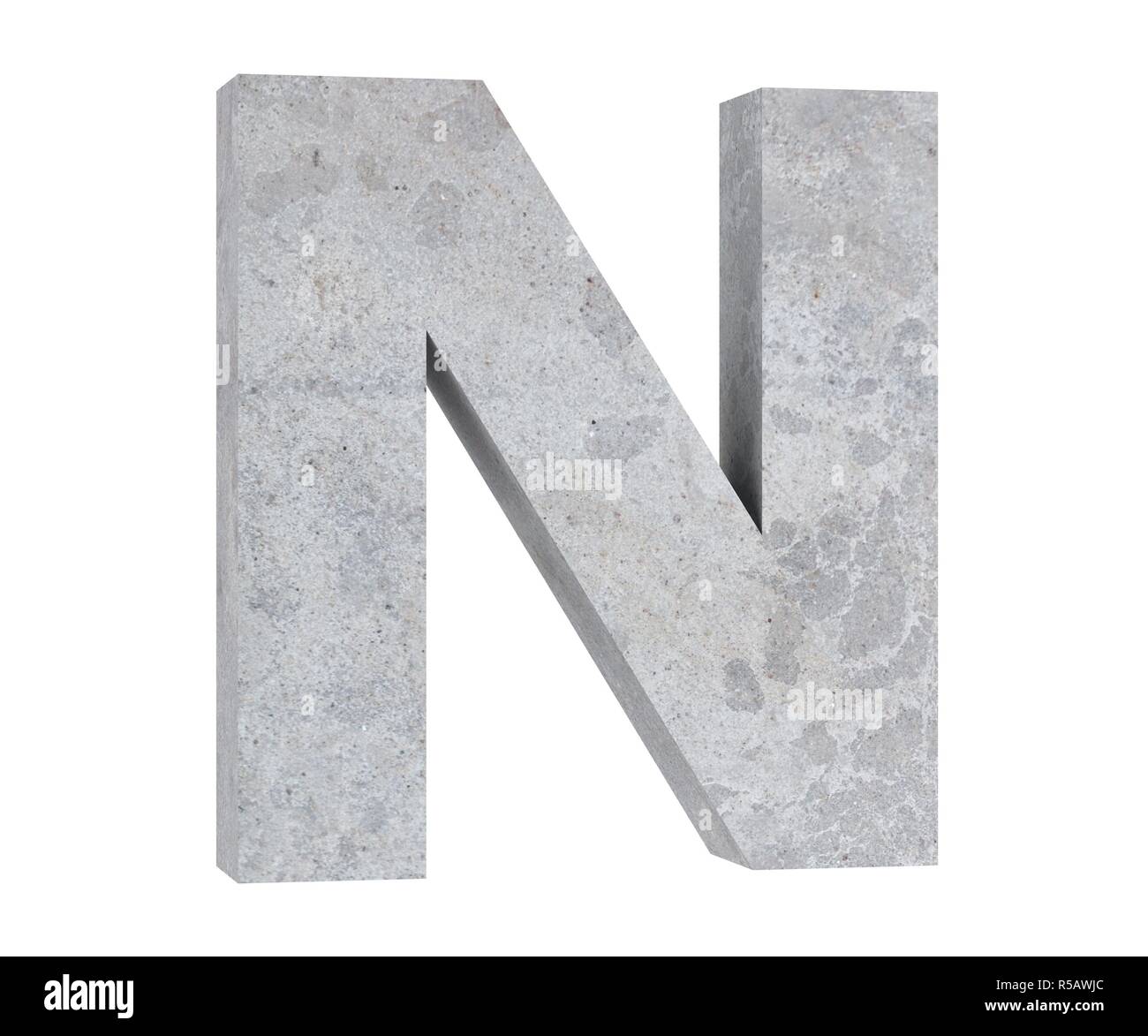 Concrete Capital Letter - N isolated on white background. 3D render ...