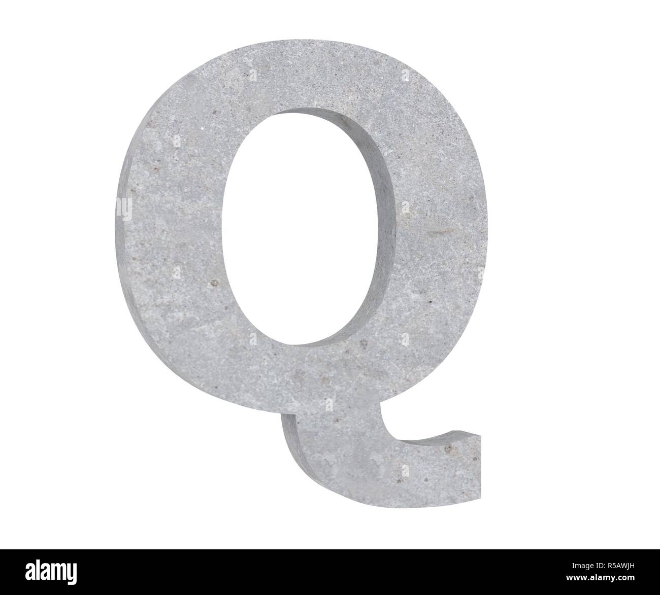Concrete Capital Letter - Q isolated on white background. 3D render ...