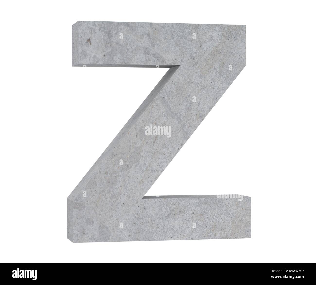 Concrete Capital Letter - Z isolated on white background. 3D render ...