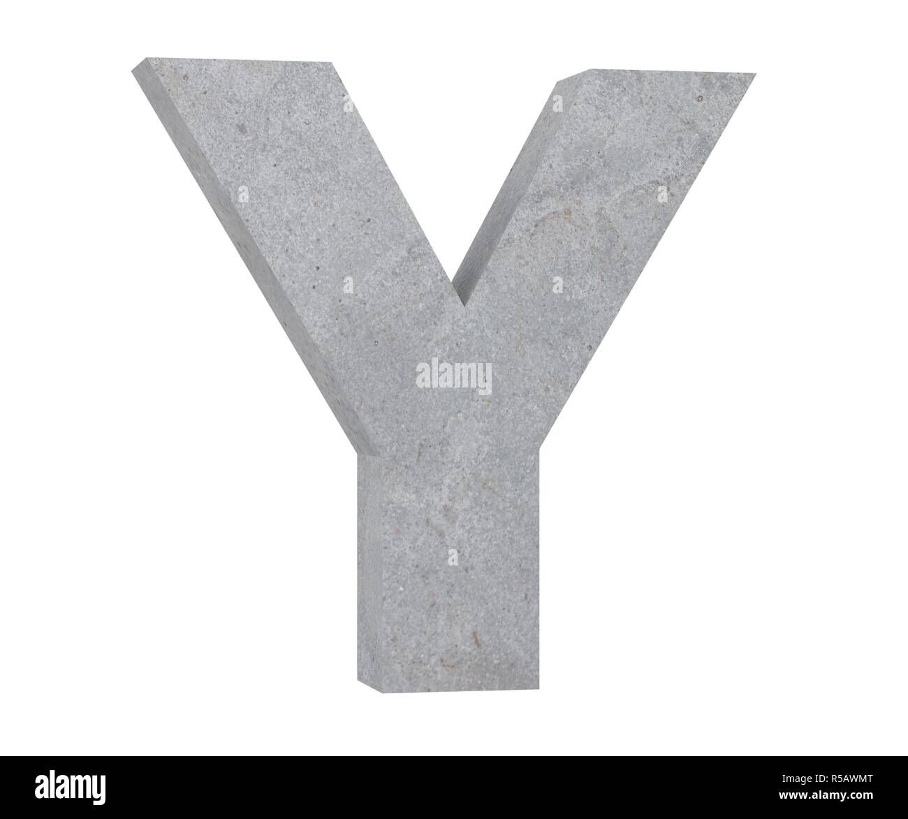 Concrete Capital Letter - Y isolated on white background. 3D render ...