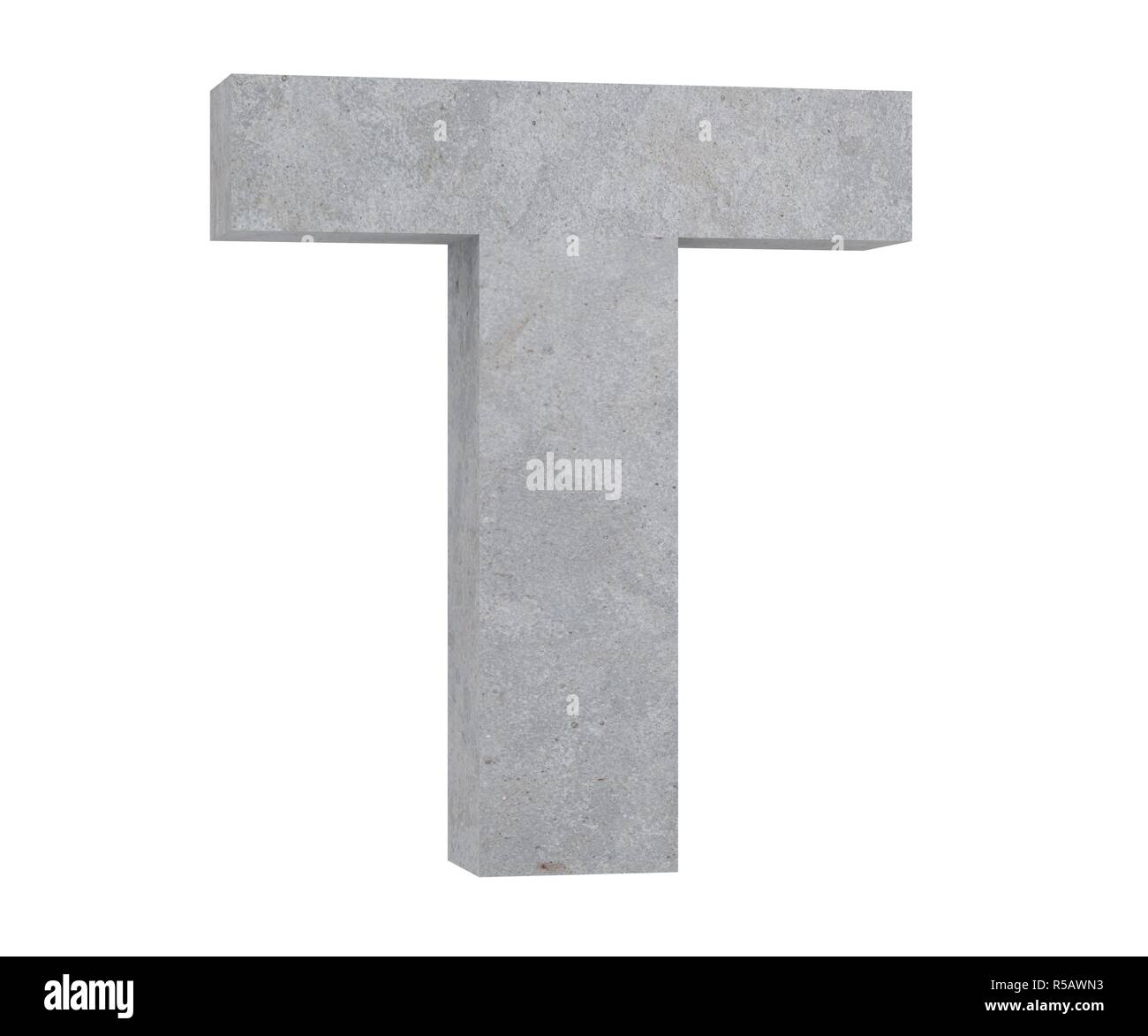 Concrete Capital Letter - T isolated on white background. 3D render ...