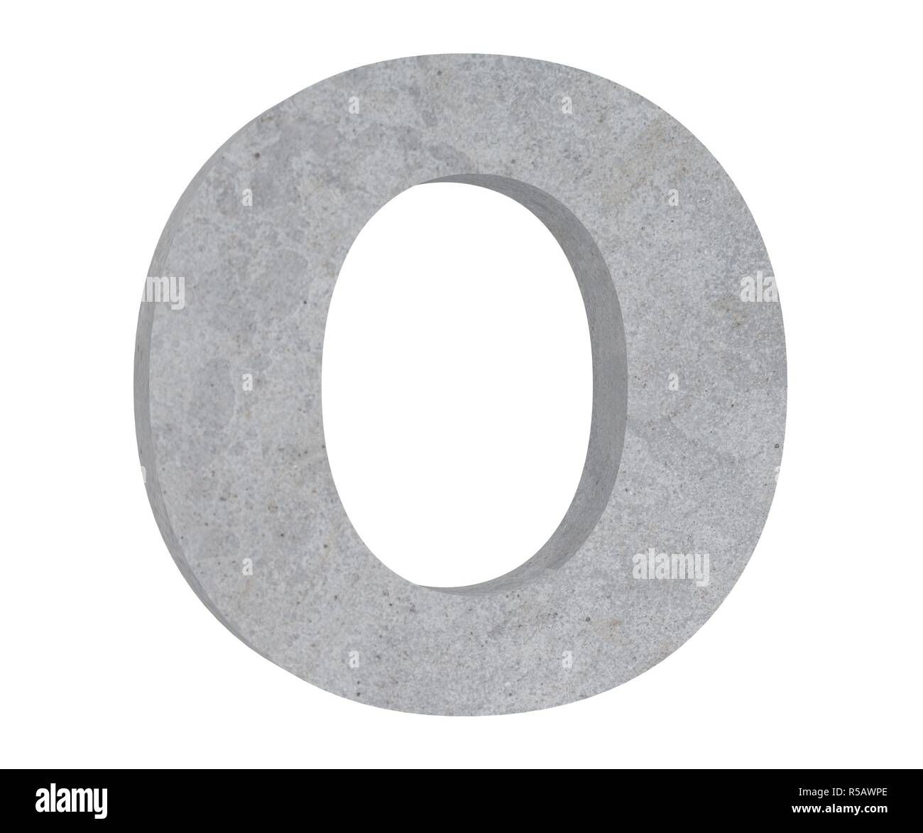 Concrete Capital Letter - O isolated on white background. 3D render ...