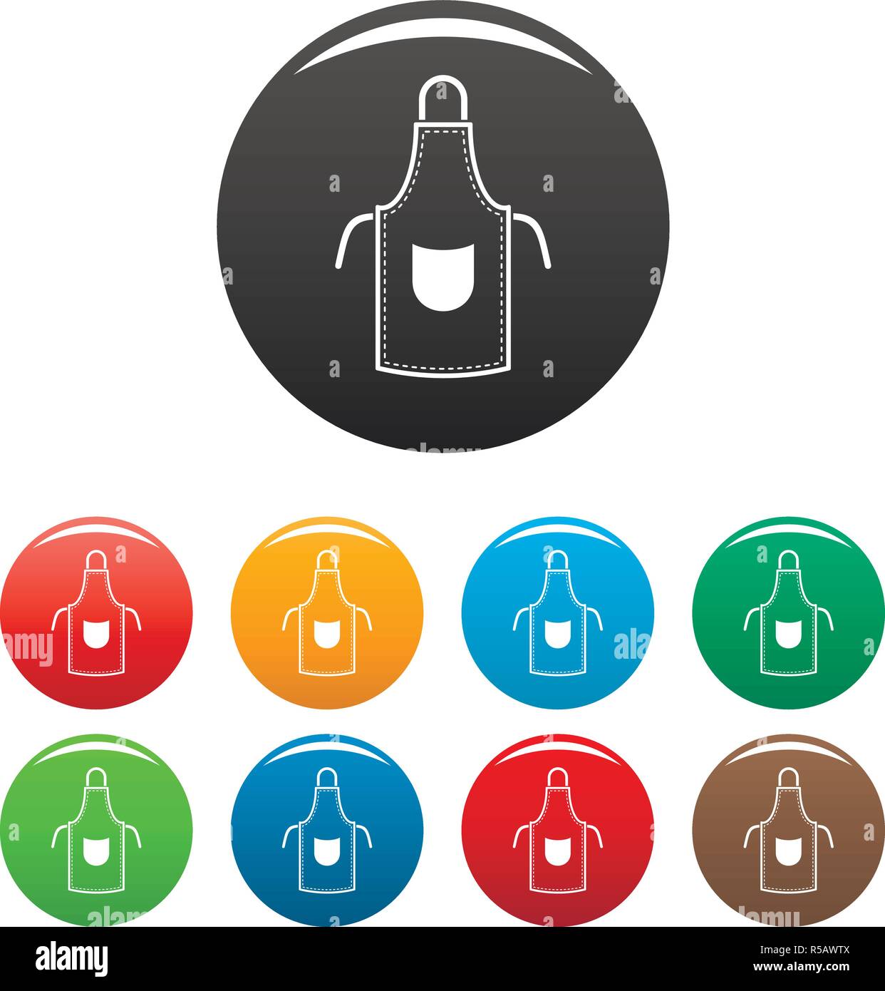 Leather apron icons set 9 color vector isolated on white for any design ...