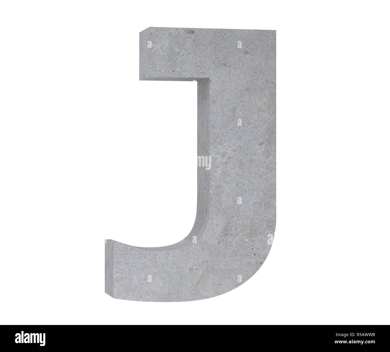 Concrete Capital Letter - J isolated on white background. 3D render ...