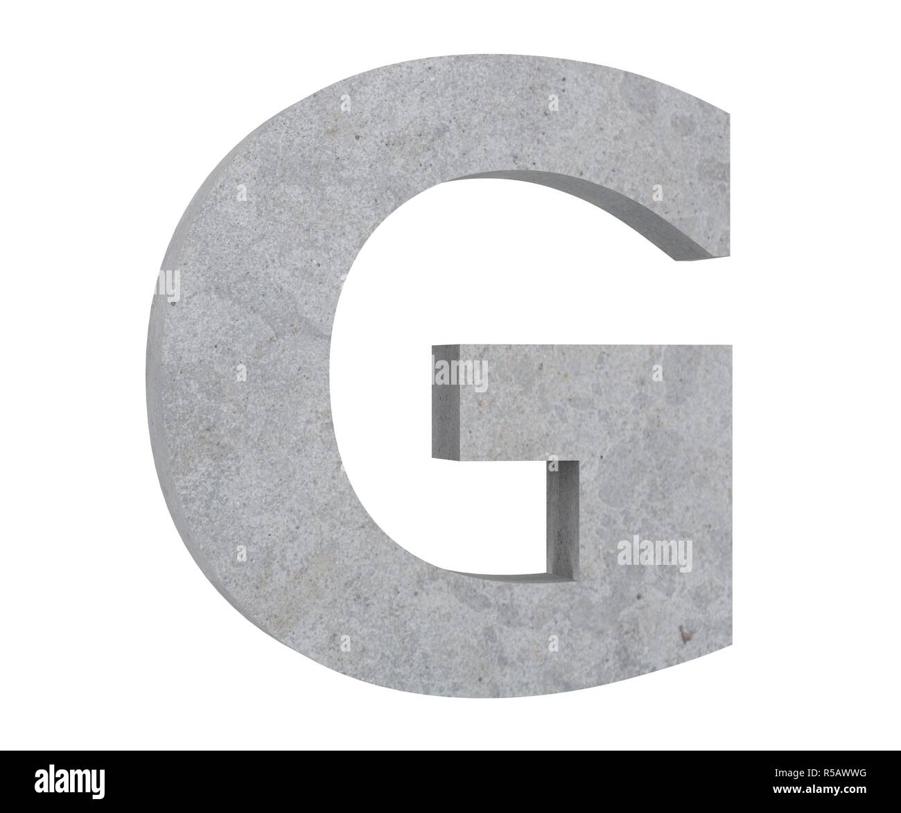 Concrete Capital Letter - G isolated on white background. 3D render ...