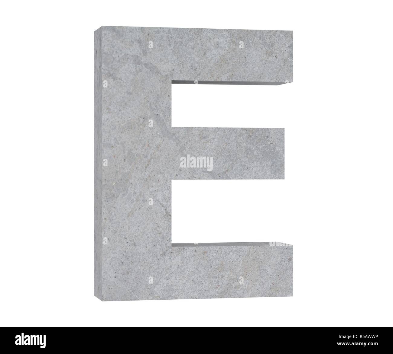 Concrete Capital Letter - E isolated on white background. 3D render ...