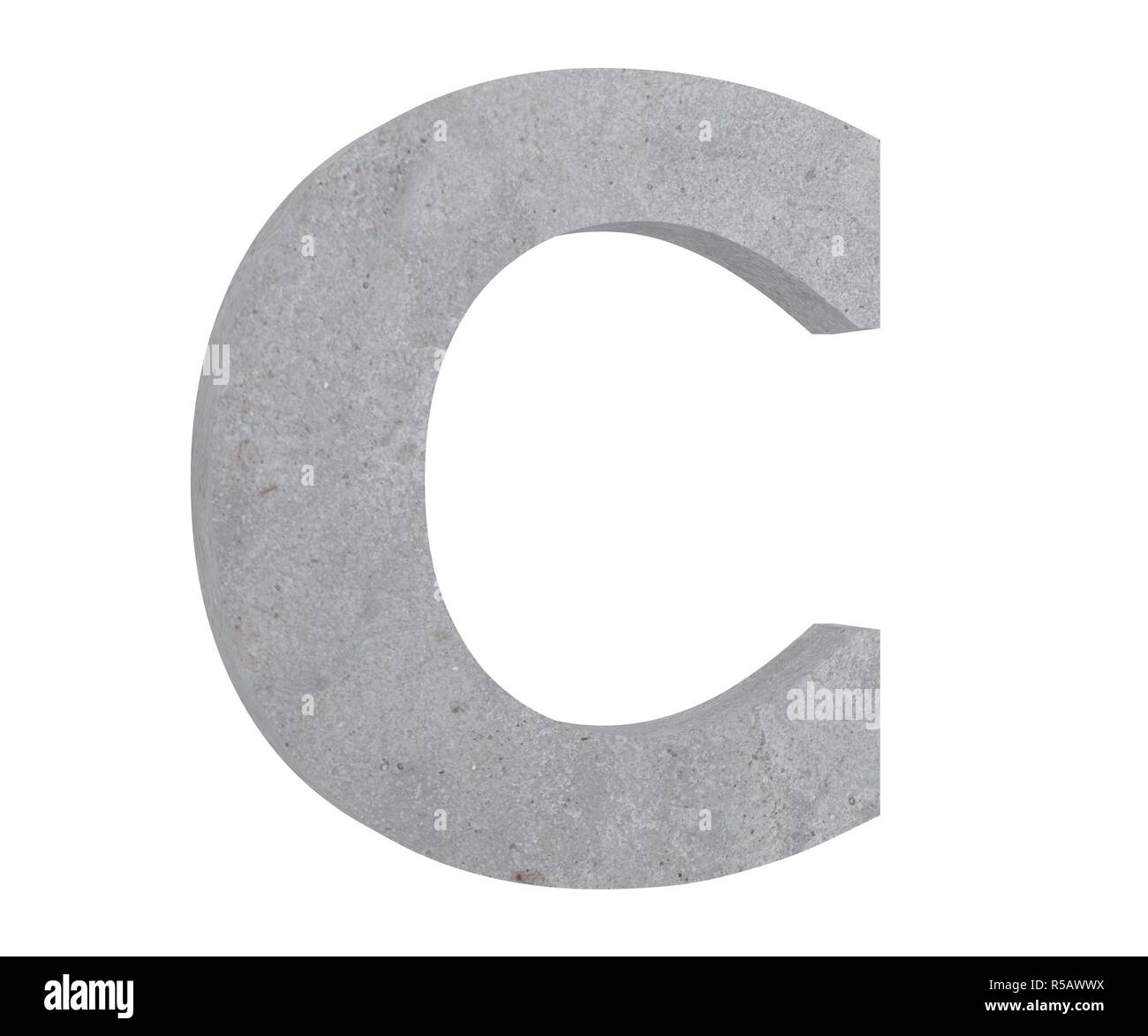 Concrete Capital Letter - C isolated on white background. 3D render ...