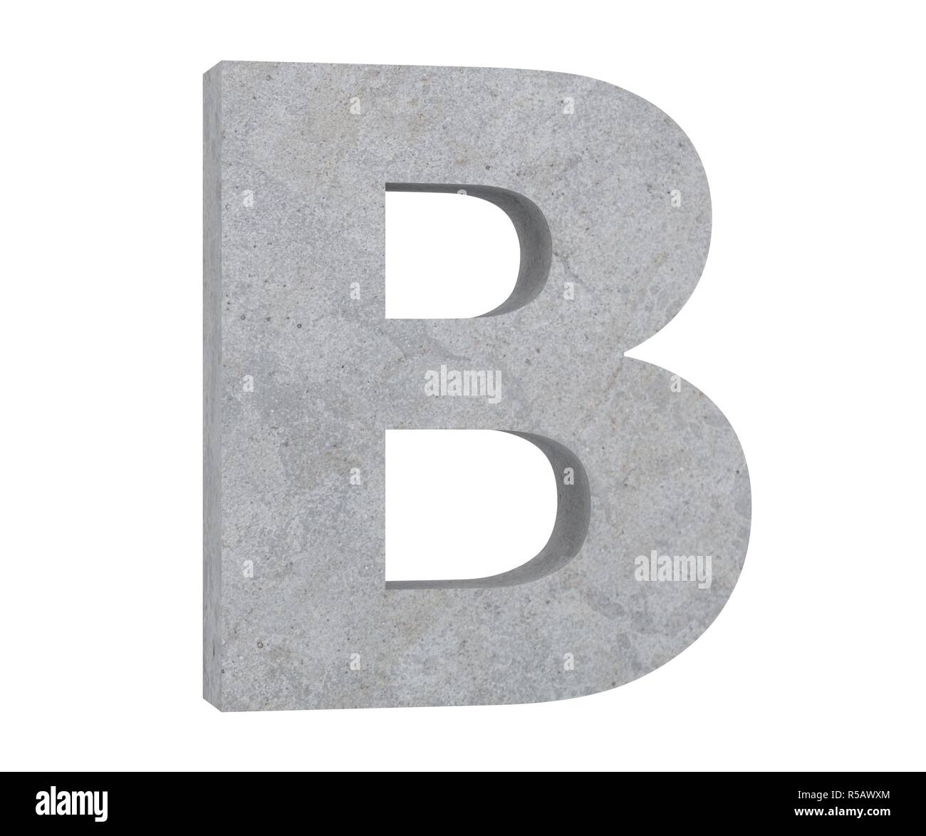Concrete Capital Letter - B isolated on white background. 3D render ...