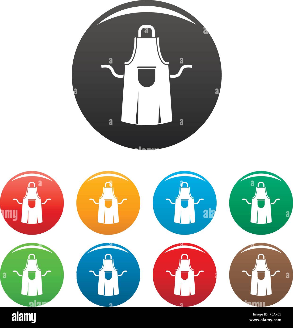 Worker apron icons set 9 color vector isolated on white for any design ...