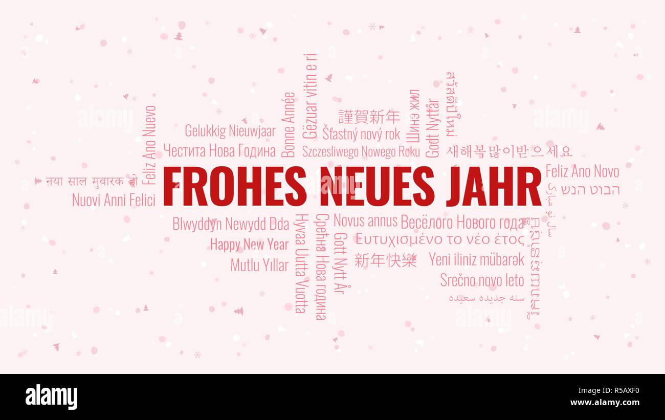 Happy New Year text in German 'Frohes Neues Jahr' with word cloud in ...