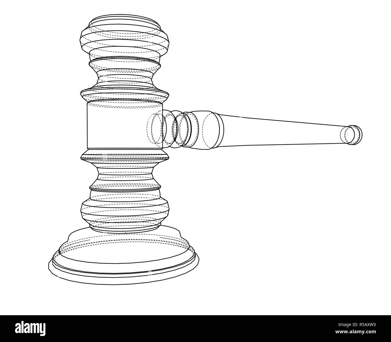 3D outline gavel. Vector rendering of 3d Stock Vector Image & Art - Alamy
