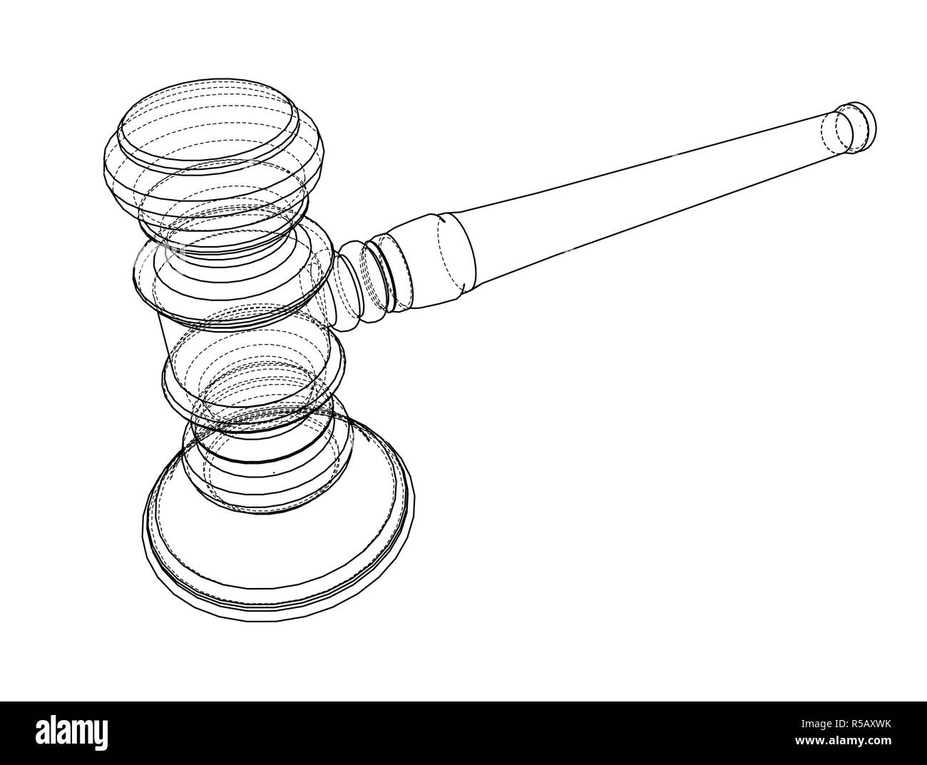 3D outline gavel. Vector rendering of 3d Stock Vector Image & Art - Alamy