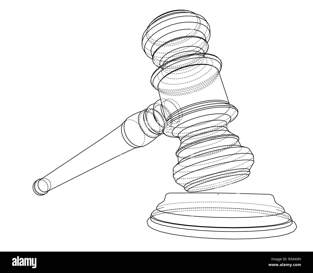 3D outline gavel. Vector rendering of 3d Stock Vector Image & Art - Alamy
