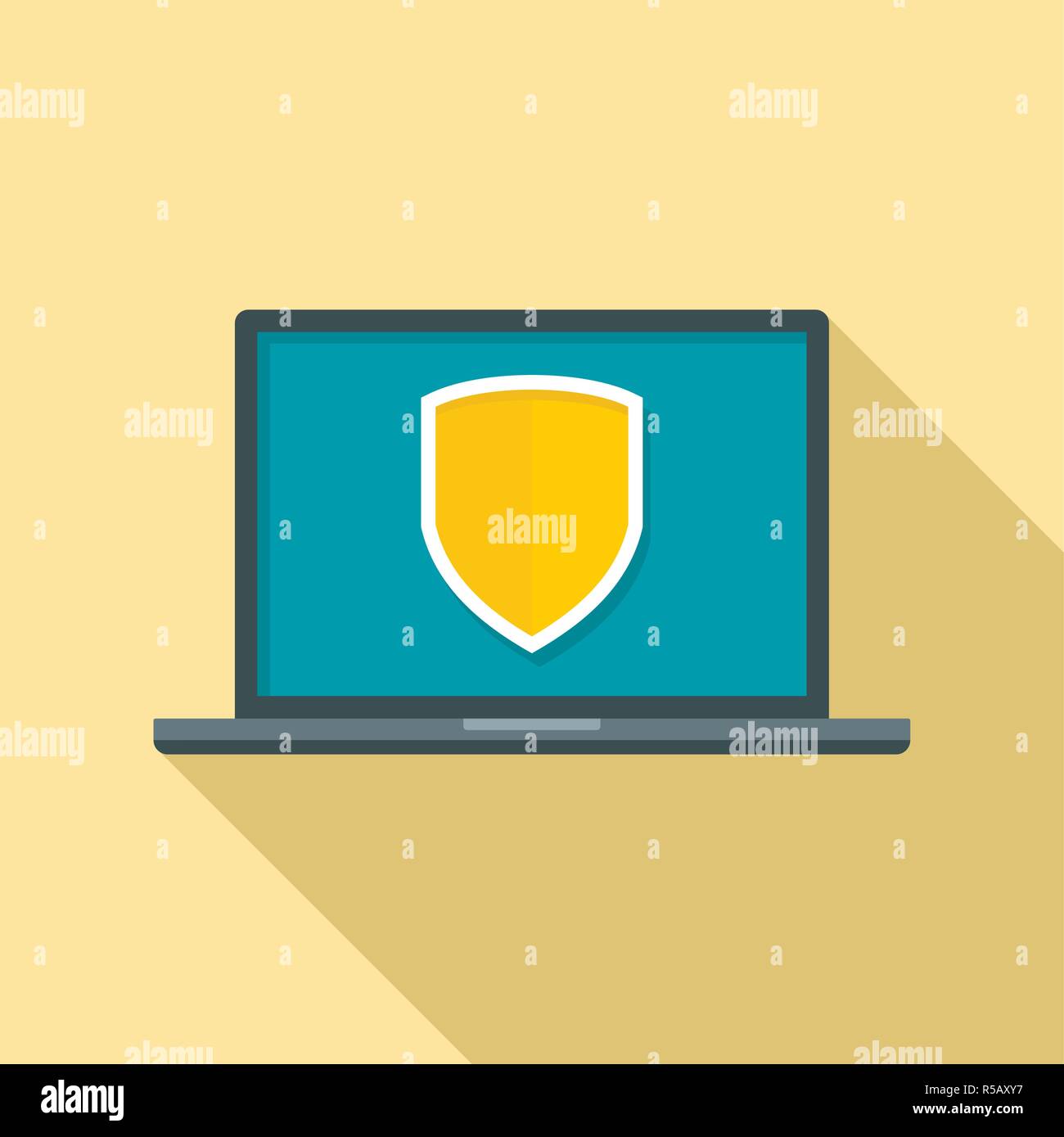 Secured laptop icon. Flat illustration of secured laptop vector icon ...