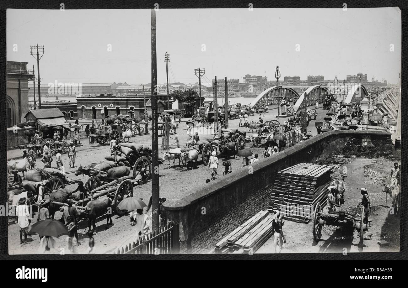Howrah Bridge with Howrah Station in the background. A view looking ...