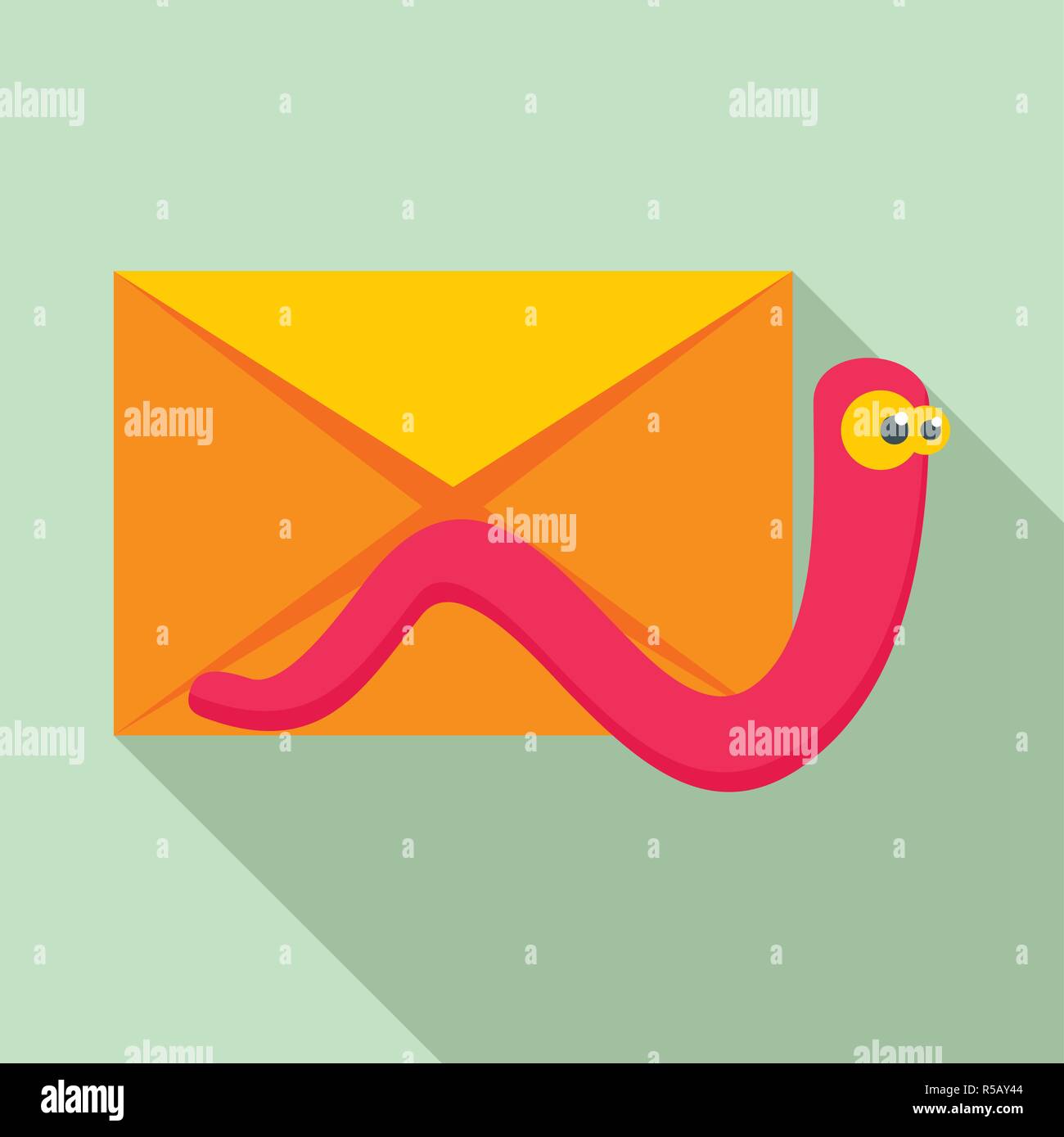 Mail virus worm icon. Flat illustration of mail virus worm vector icon ...