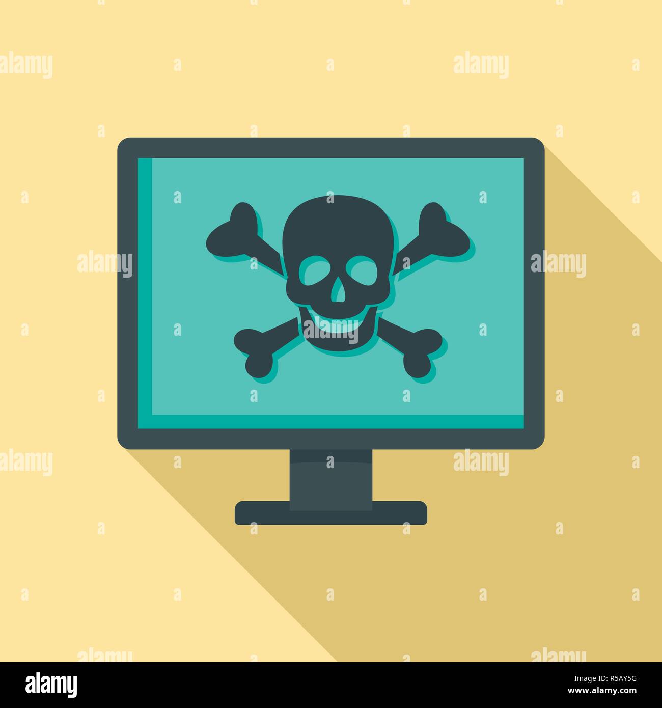 Computer virus attack icon. Flat illustration of computer virus attack ...