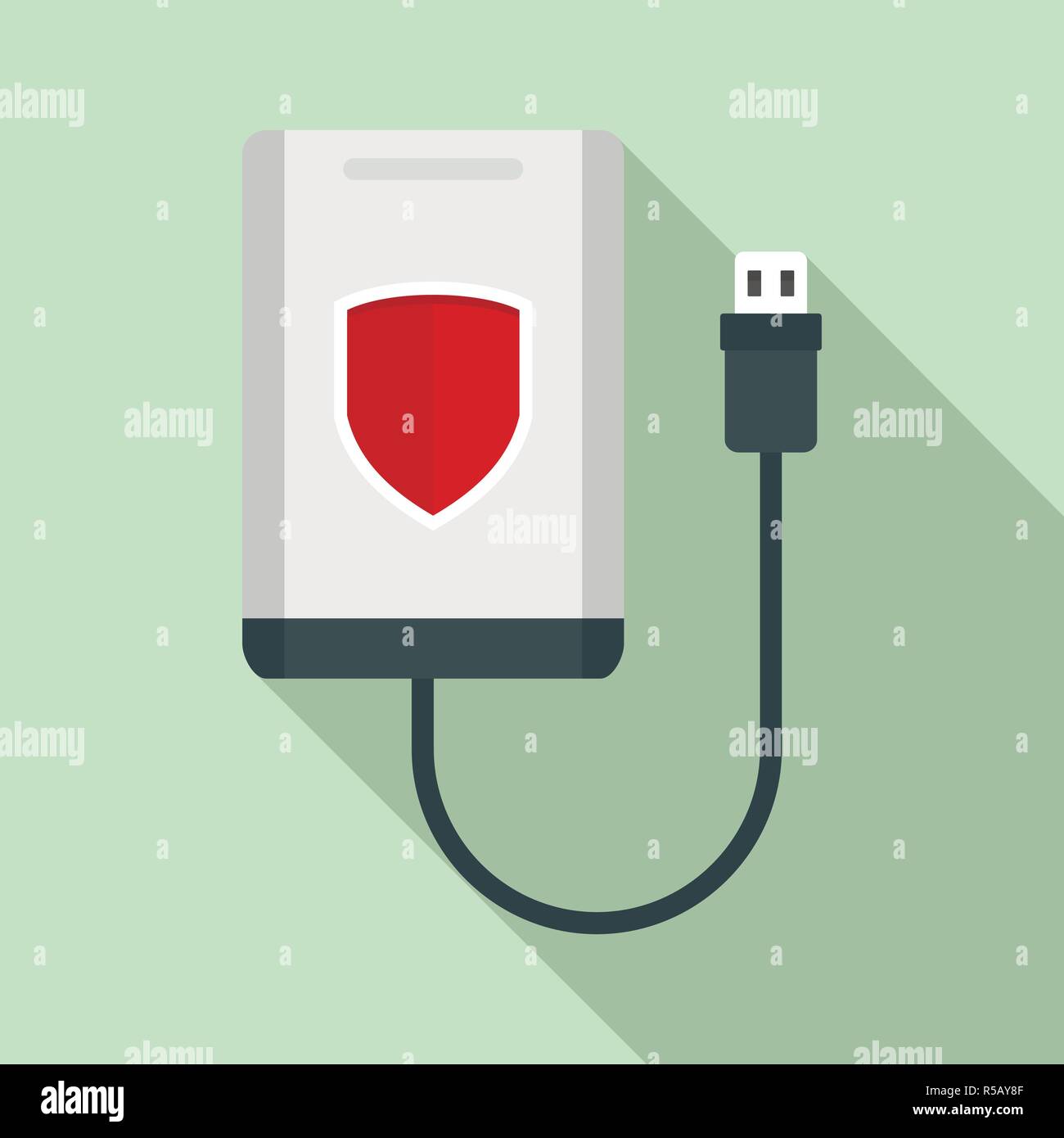 Secured external hd icon. Flat illustration of secured external hd ...