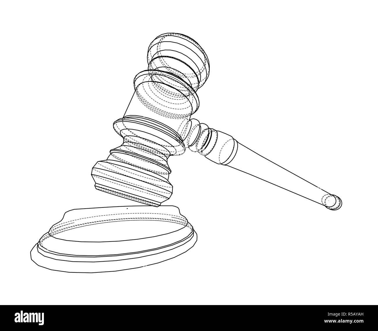 3D outline gavel. Vector rendering of 3d Stock Vector Image & Art - Alamy
