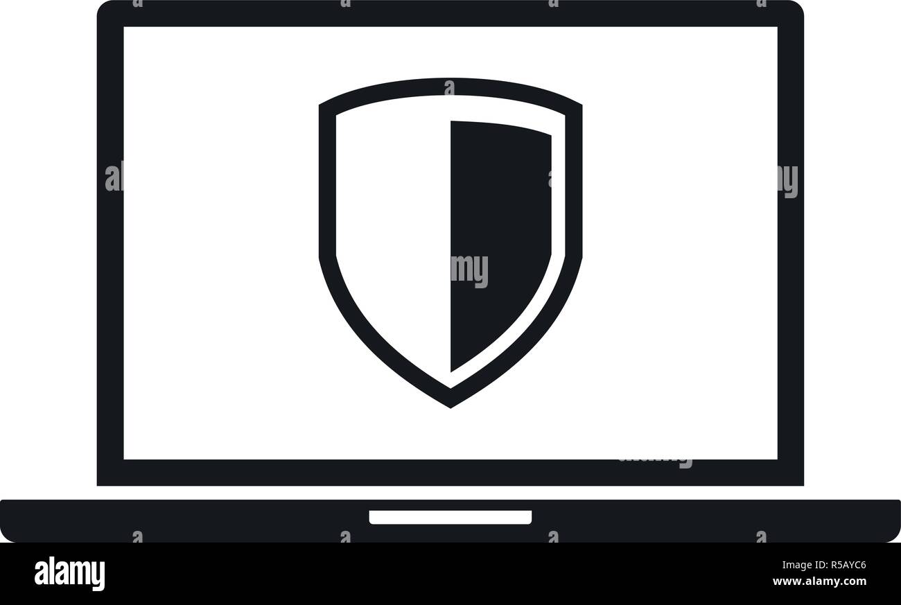 Secured laptop icon. Simple illustration of secured laptop vector icon ...