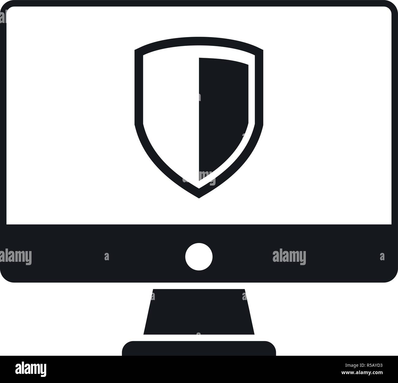 Protected computer icon. Simple illustration of protected computer ...