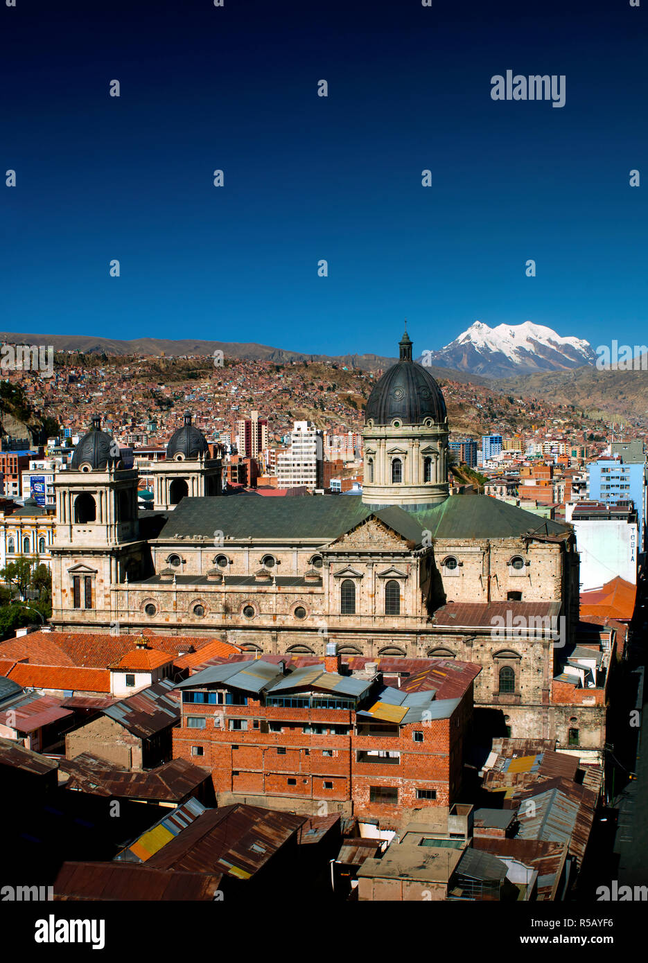 Metropolitan Cathedral, Main Cathedral, Mount Illimani, La Paz, Bolivia ...