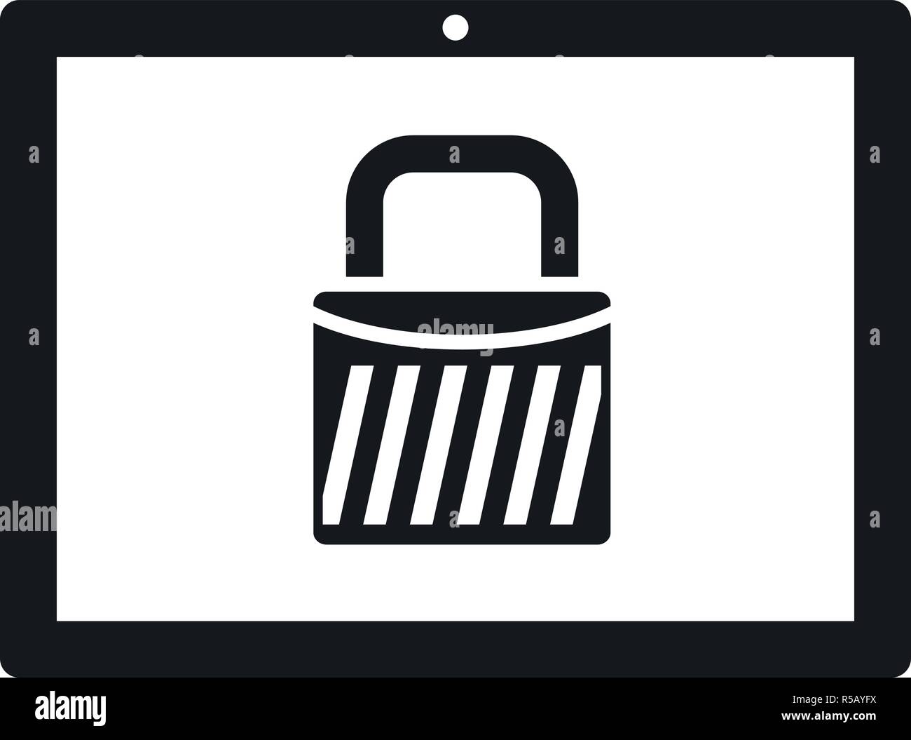 Protected tablet icon. Simple illustration of protected tablet vector ...