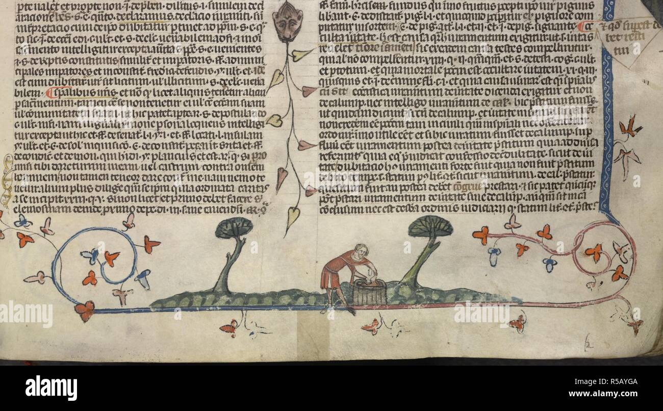 Man washing clothes. Smithfield Decretals [Decretals of Gregory IX ...