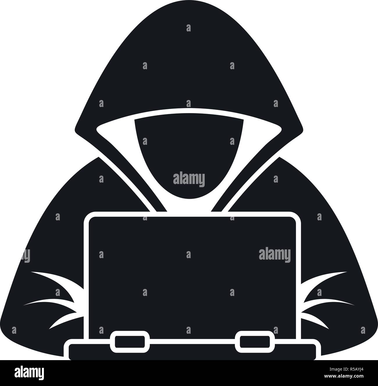 Hacker laptop icon. Simple illustration of hacker laptop vector icon for web design isolated on ...